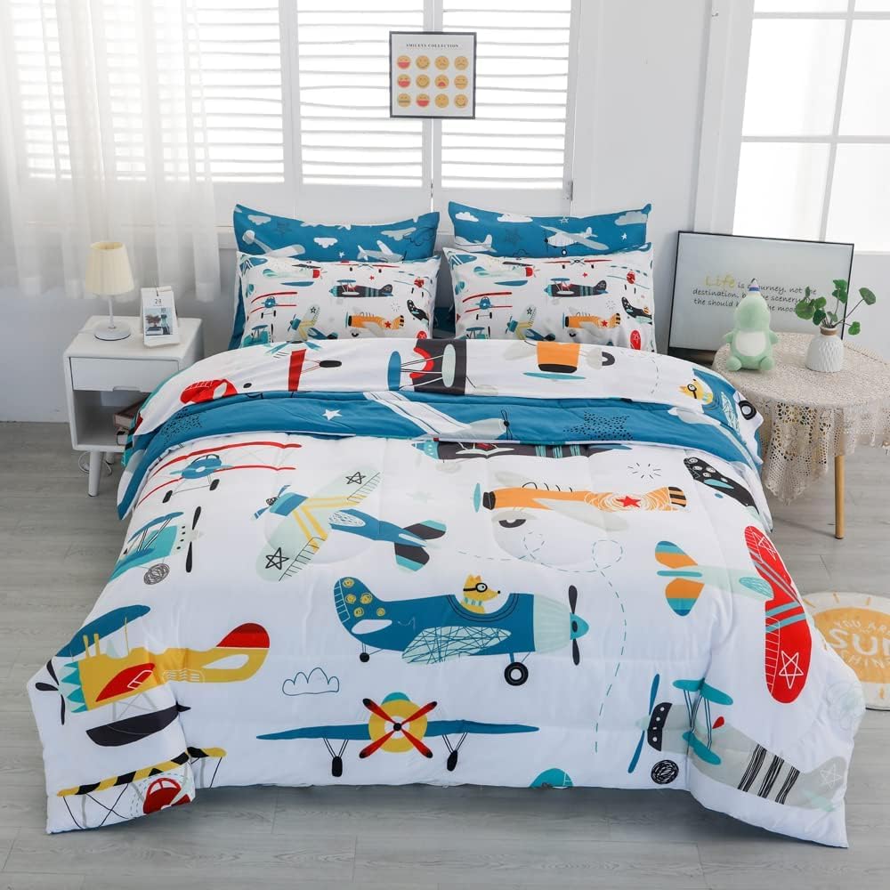 Amazon.com: Sweet Jojo Designs Vintage Airplane Boy Toddler Kid Bedding ...