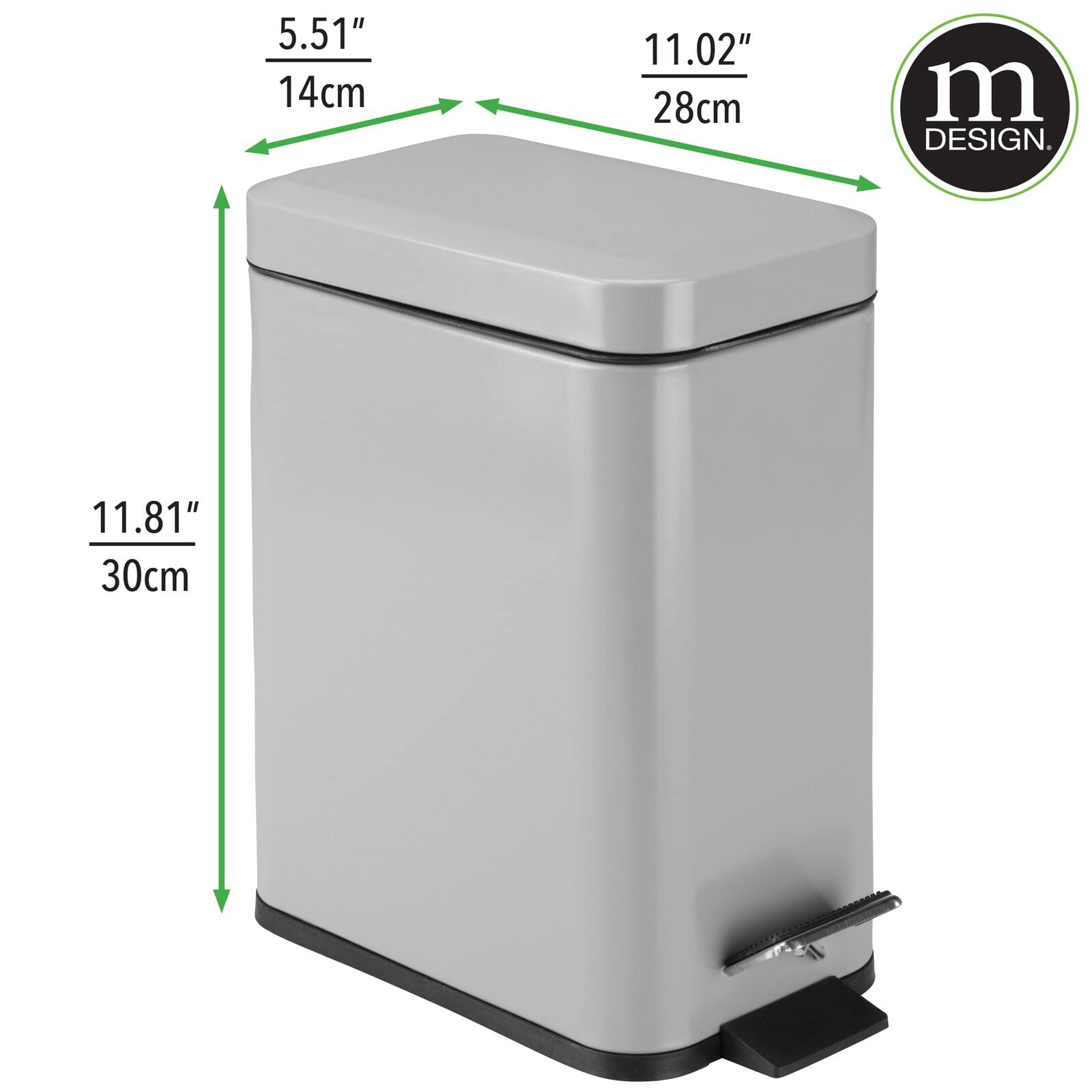 Snapklik.com : mDesign Small Modern 1.3 Gallon Rectangle Metal Lidded ...