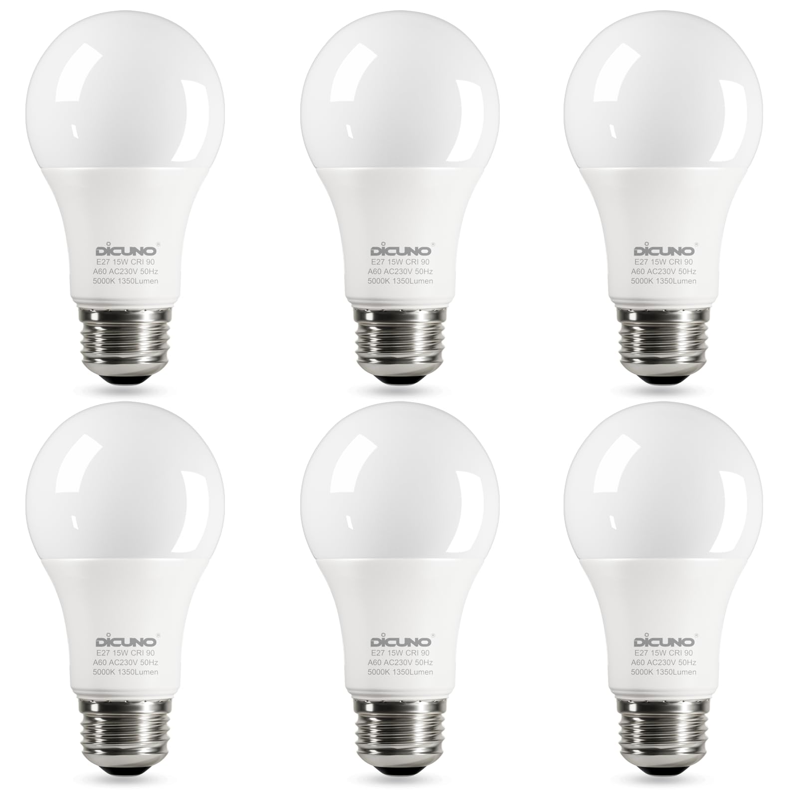 DiCUNO E27 Bulb, LED Light Bulb, 100W Equivalent, Daylight White 5000K ...
