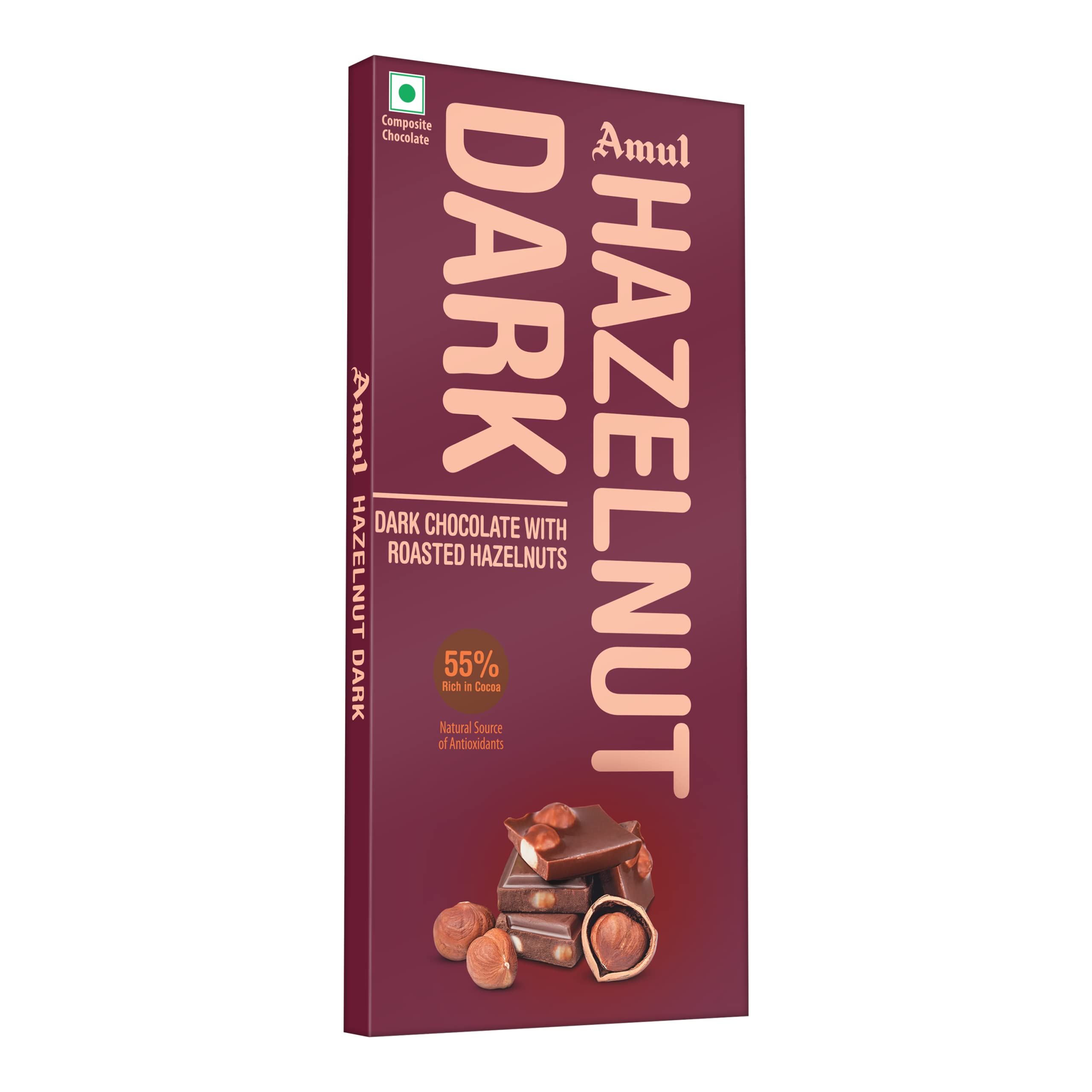 Amul Hazelnut Dark Chocolate With Roasted Hazelnuts, 150 Gram : Amazon ...
