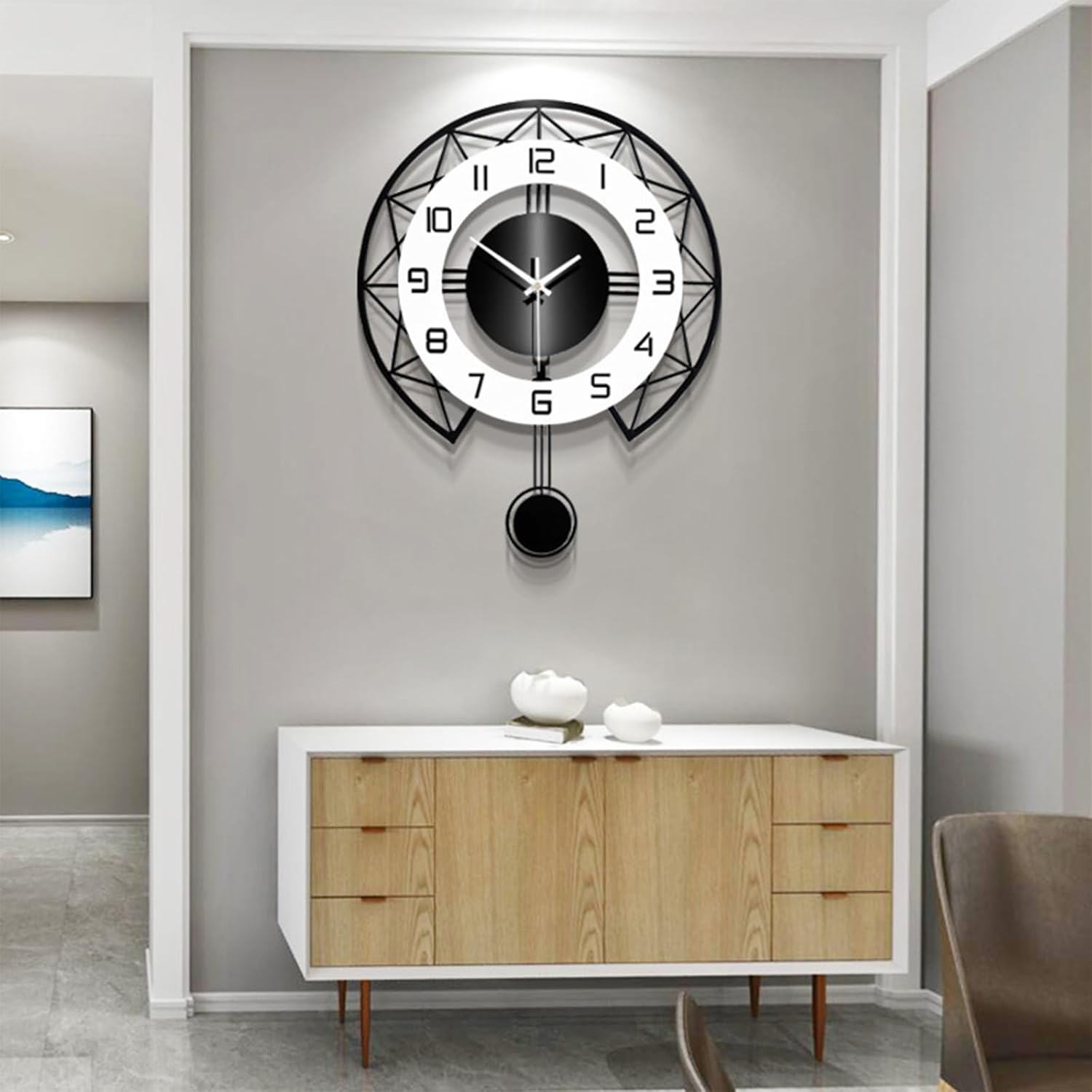 Amazon.com: IBOCDWAMA Large Pendulum Wall Clock for Living Room Decor ...