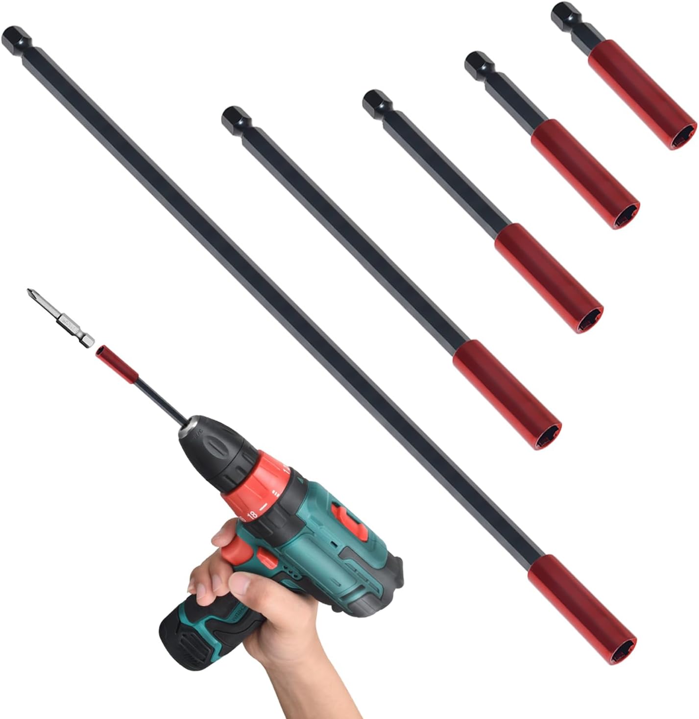 5PCS Magnetic Drill Bit Extension Holder Set for Impact Drivers ...