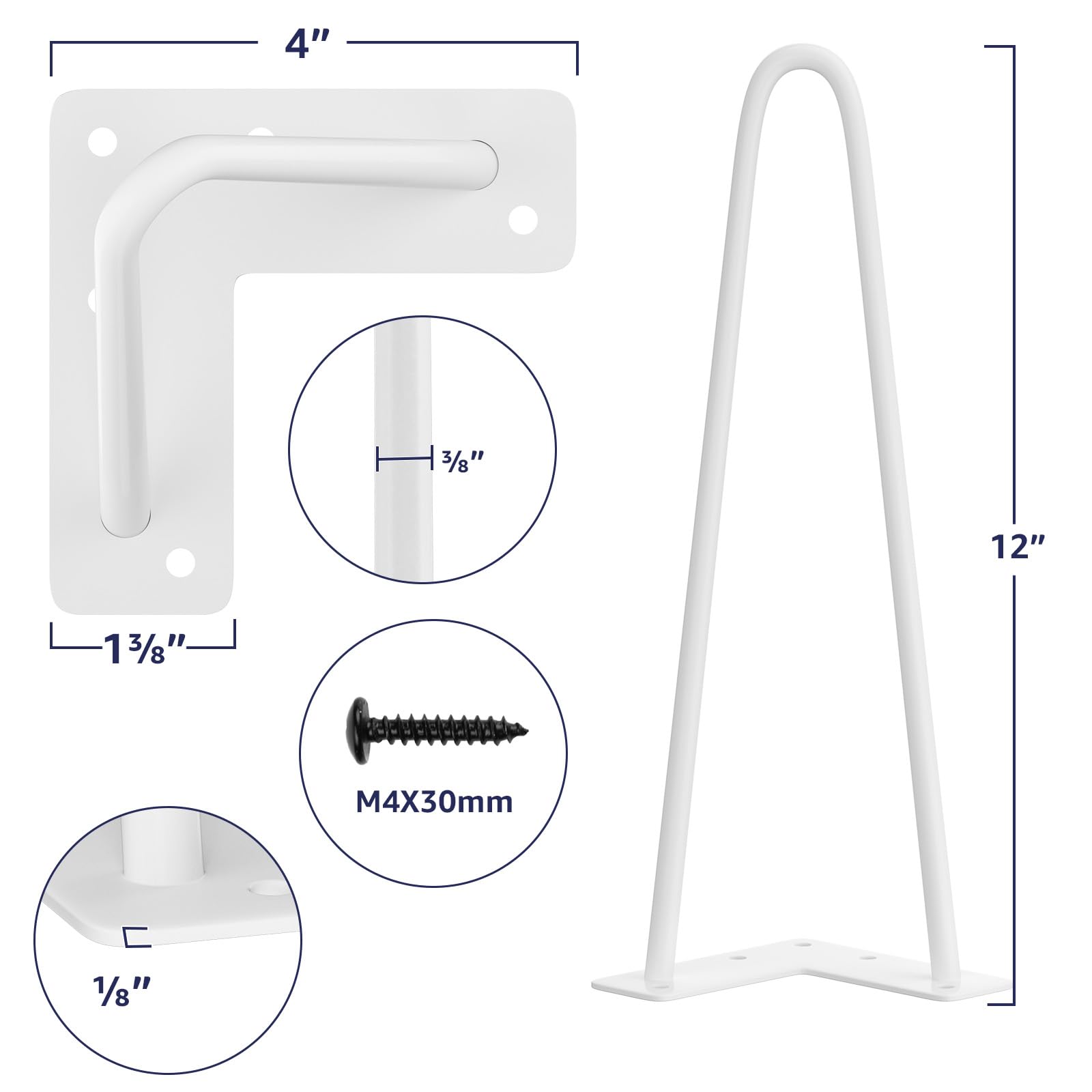 Snapklik.com : SMARTSTANDARD 12 Inch Heavy Duty Hairpin Furniture Legs ...
