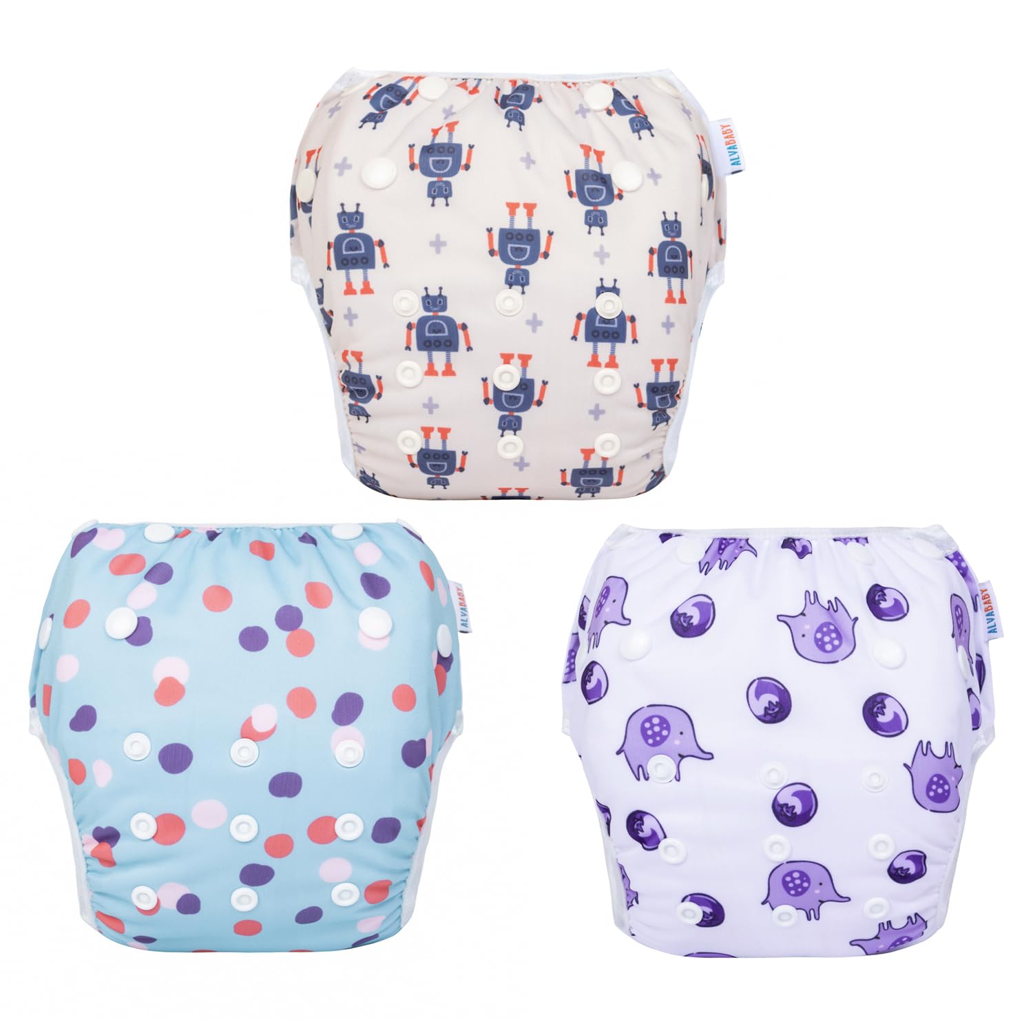 Snapklik.com : 3 Pack Swim Diapers, Baby/Toddler/Infant Snap Adjustable ...