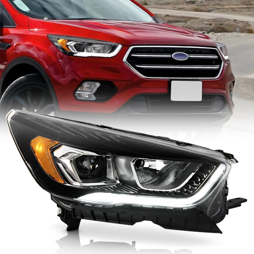 Amazon.com: KEEKPO - For 2017 2018 2019 Ford Escape Black Bezel Halogen ...