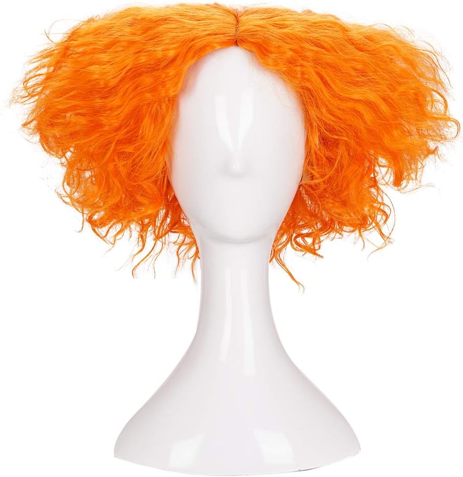 Amazon.com: ANOGOL Wig Cap+ A Pair of Eyebrow Mad Wig for Men Orange ...
