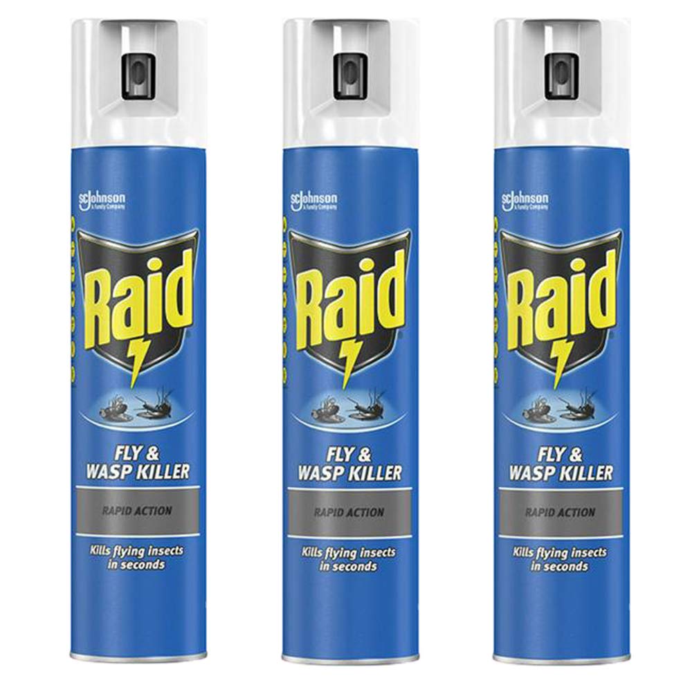 3 x 300ml Fly & Wasp Killer Spray Pest Control Indoors Outdoors ...
