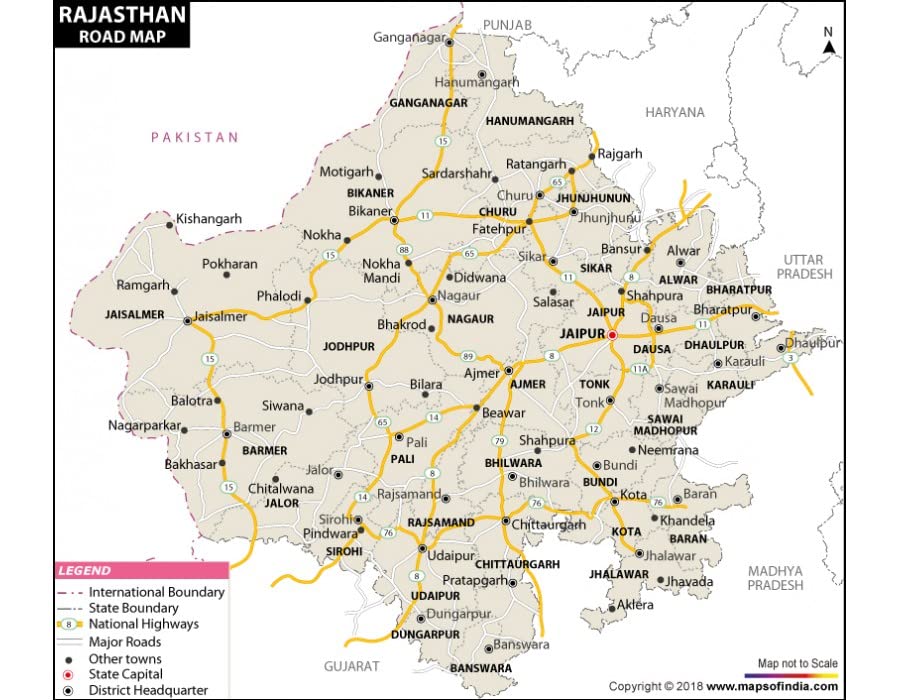 Rajasthan Road Map (48 Width) : Amazon.in: Office Products