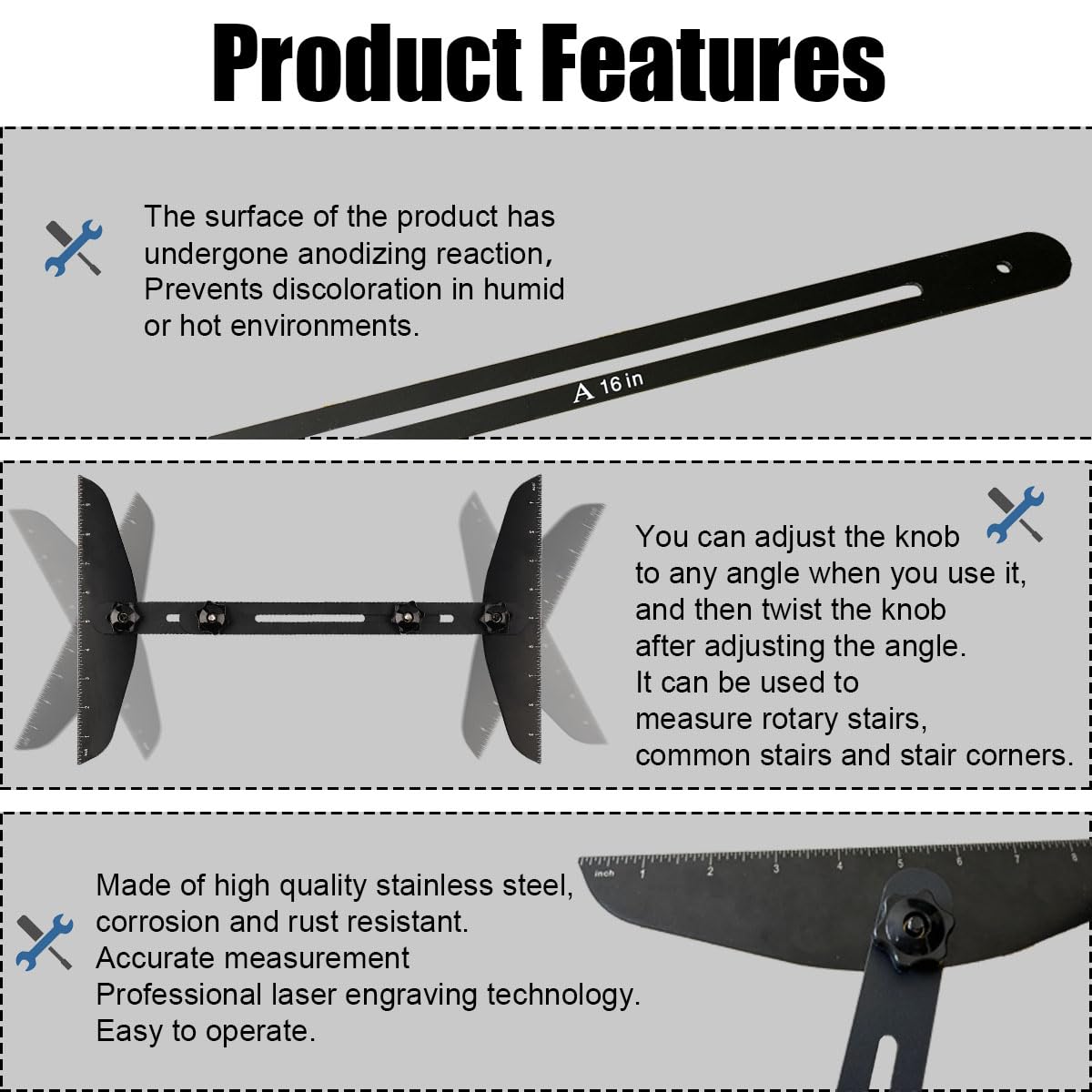 Snapklik.com : Stair Treads Gauge Template Tool,Stair Jig, Metal Stair ...