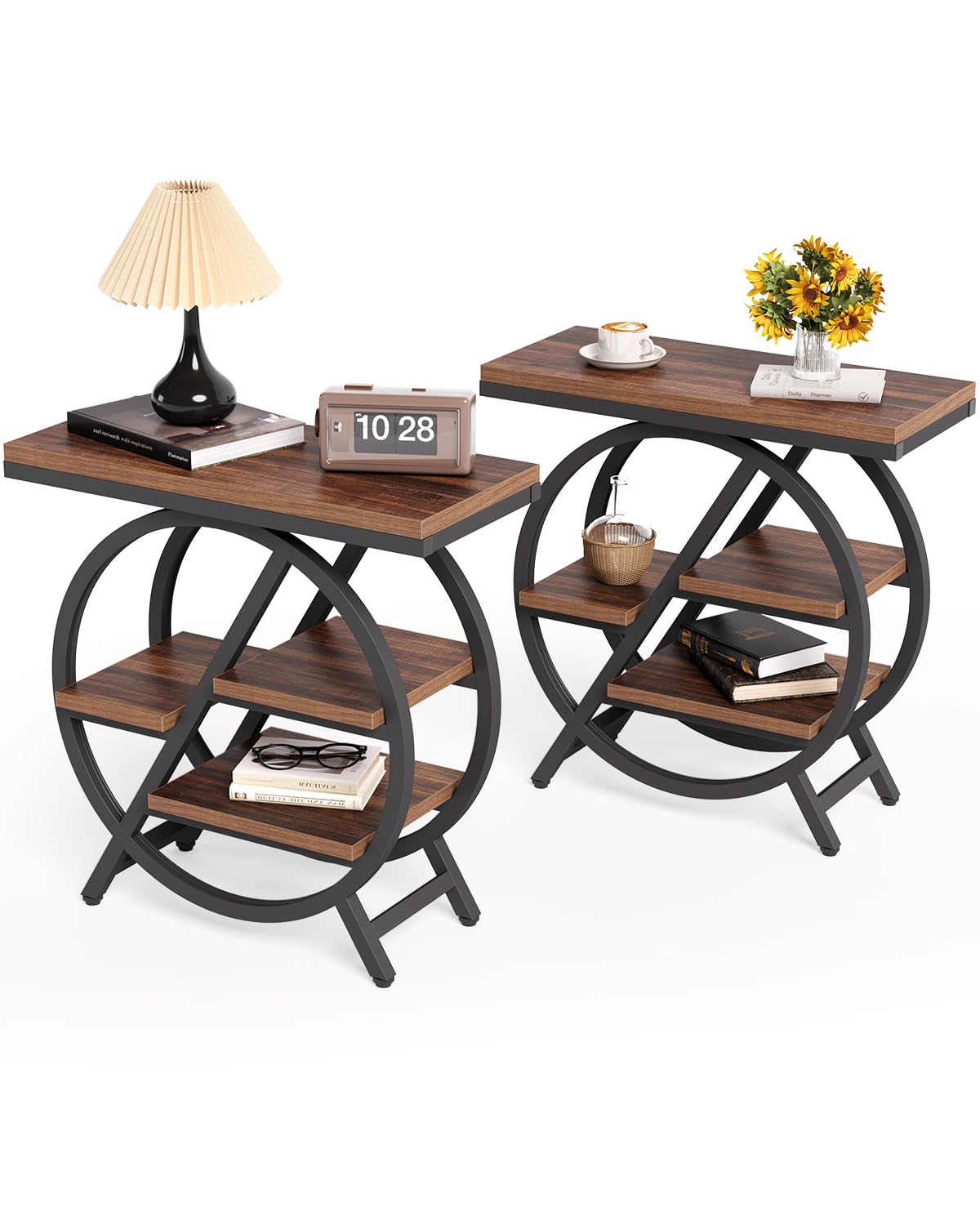 Amazon.com: LITTLE TREE End Table, Set of 2 Narrow Side Table with 4 ...