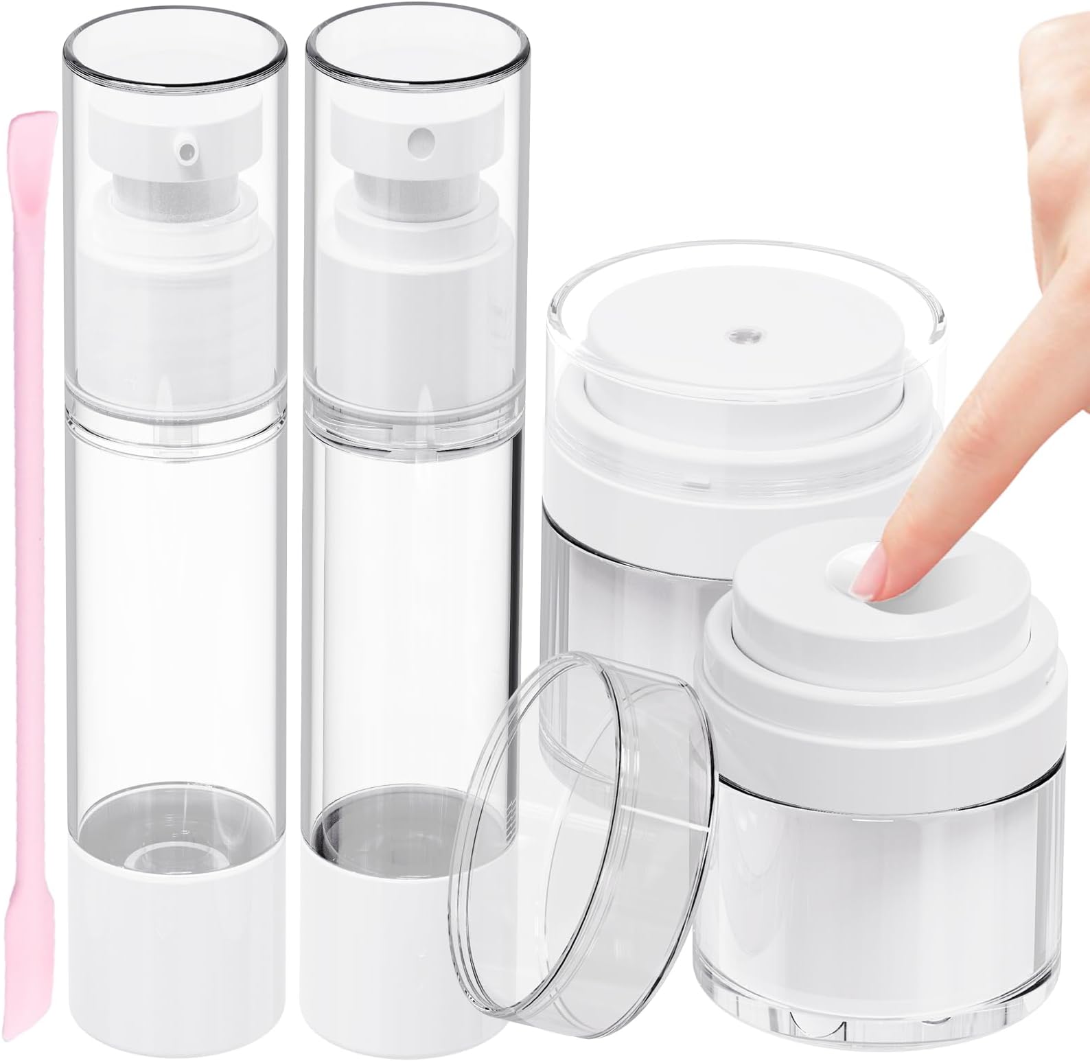 Amazon.com: Airless Pump Jars, 1.7 oz Pump Dispenser, Acrylic Lotion ...