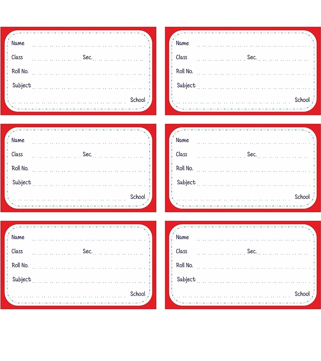 PG Creations School Copy Notebook Name Stickers for School, Kids, 90x51 ...