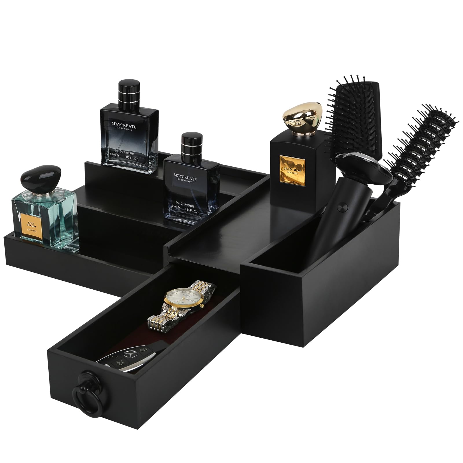 Cologne Organizer for Men 3 Tier Wooden Cologne Stand with Drawer and 2 ...