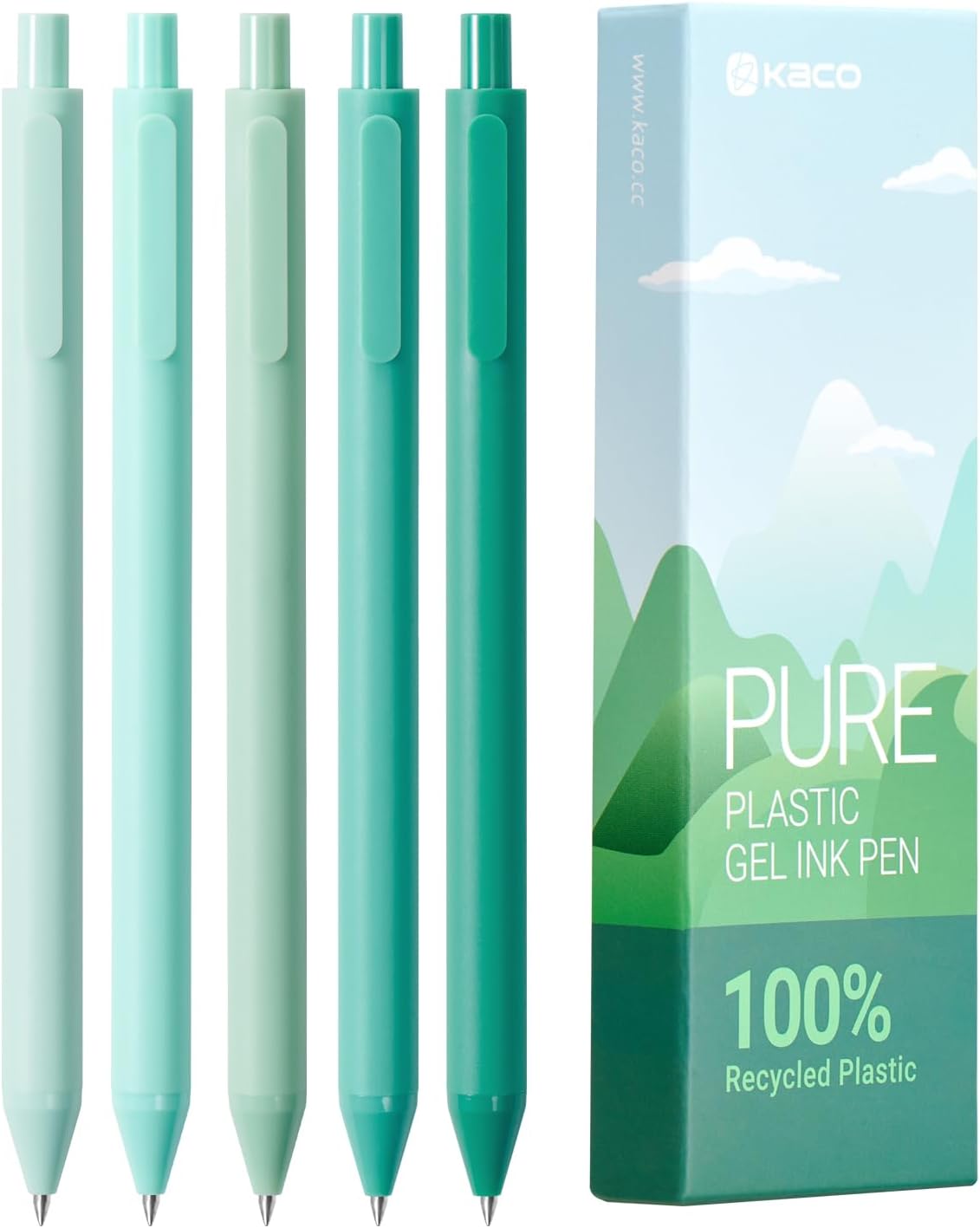 Amazon.com: Kaco PURE Gel Ink Pen Plastic 5 Pieces Set Aesthetic Pens ...