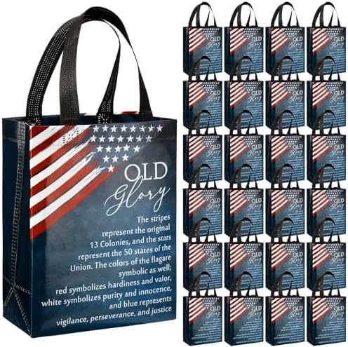 Amazon.com: Funiverse Bulk 24 Pack Patriotic Flag Reuseable Shopping ...