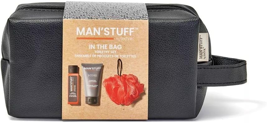 Man Stuff Toiletries Travel Wash Bag Filled Shower Gel Shampoo Body ...