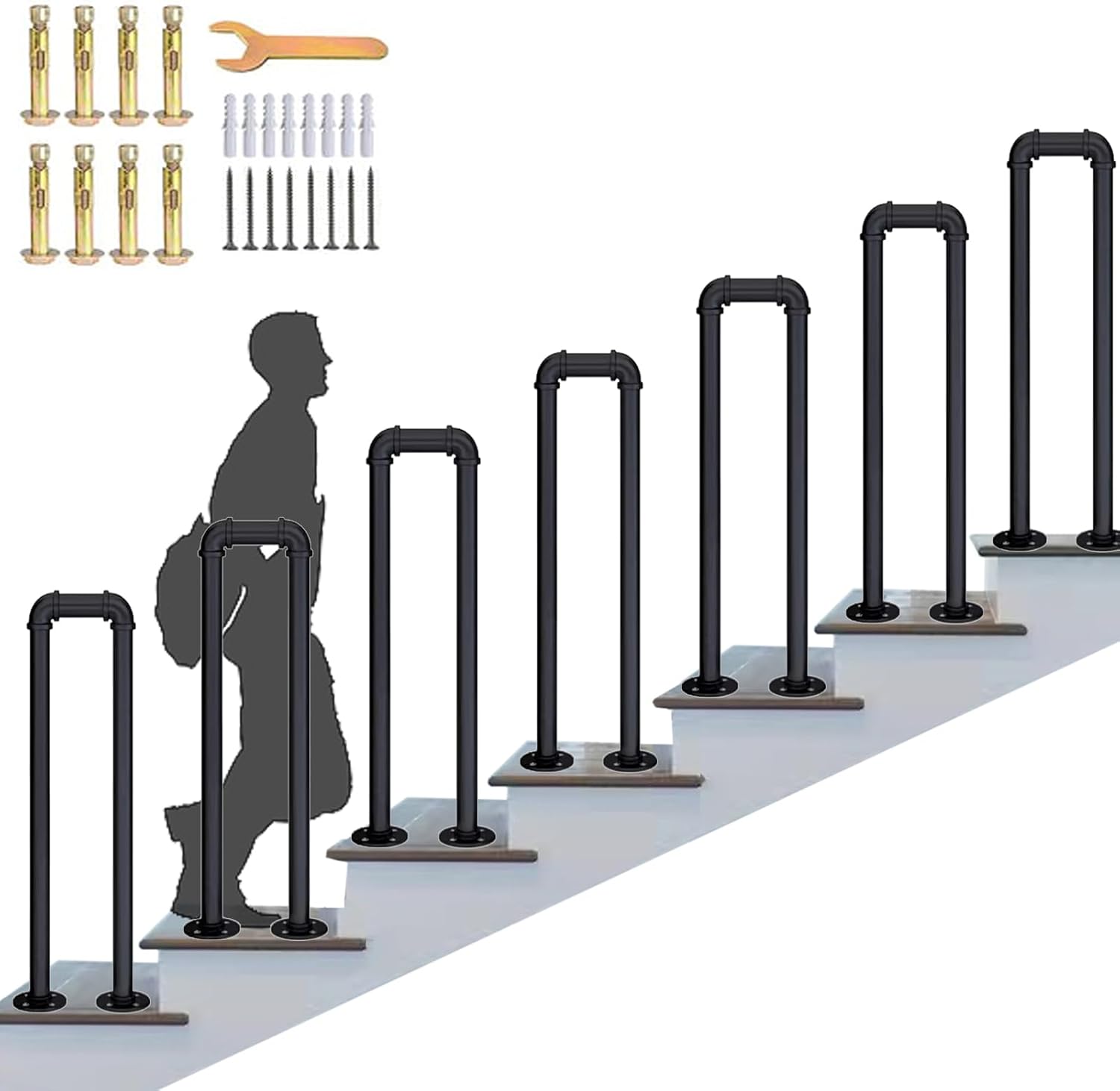 U-Shaped Wrought Iron Handrail, Staircase Decking Railings for Indoor ...