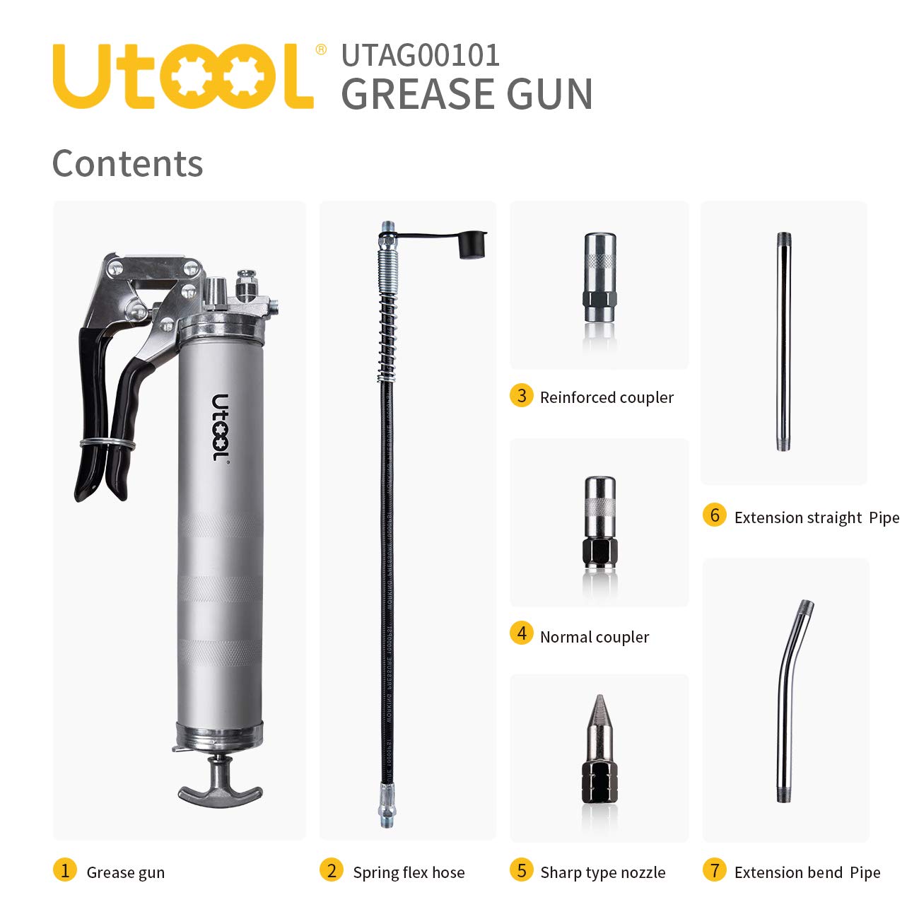 Snapklik.com : UTOOL Grease Gun, 8000 PSI Heavy Duty Pistol Grip Grease ...