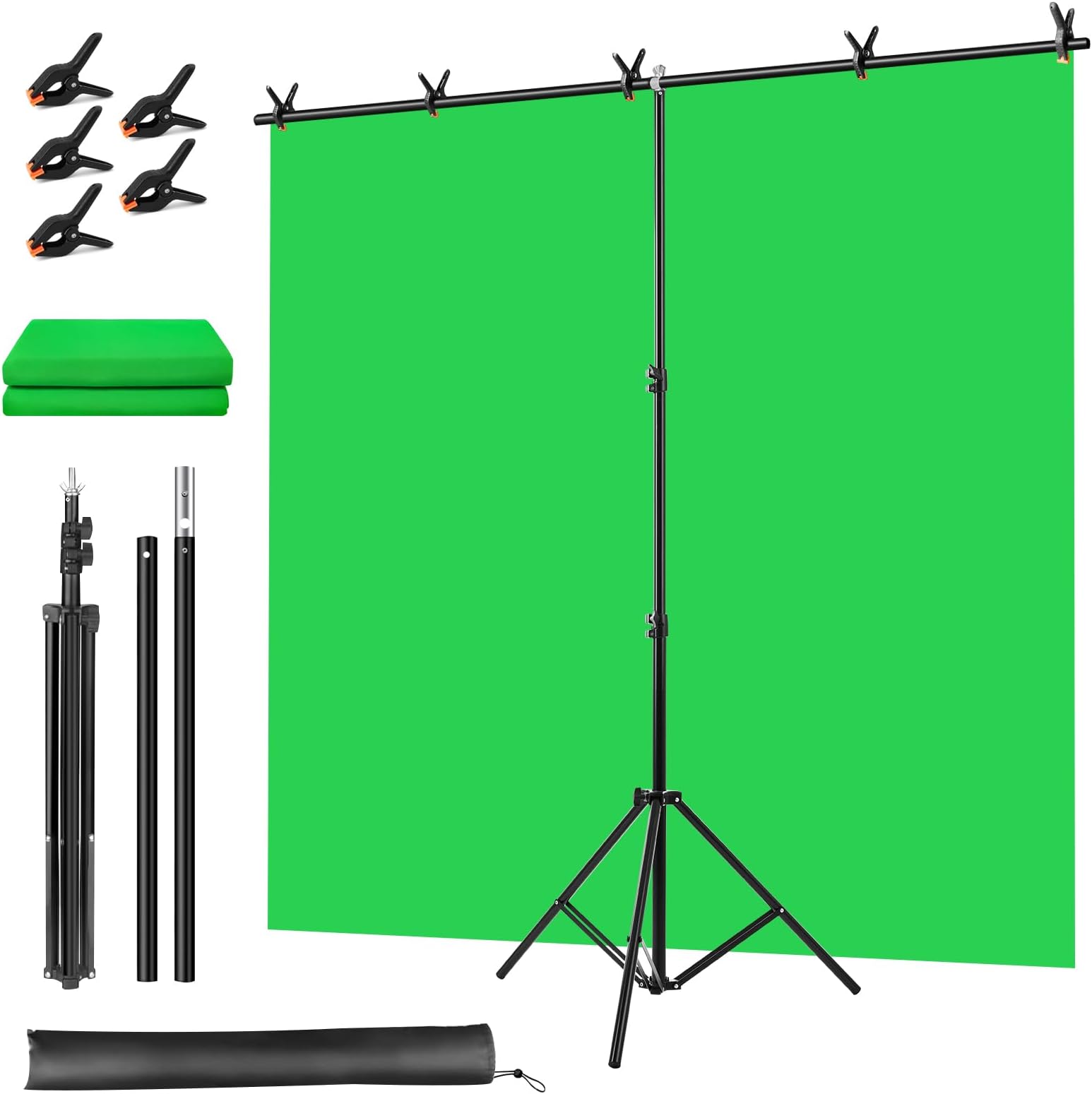 Amazon.com : Green Screen Backdrop with Stand, 6.5x5ft Portable ...