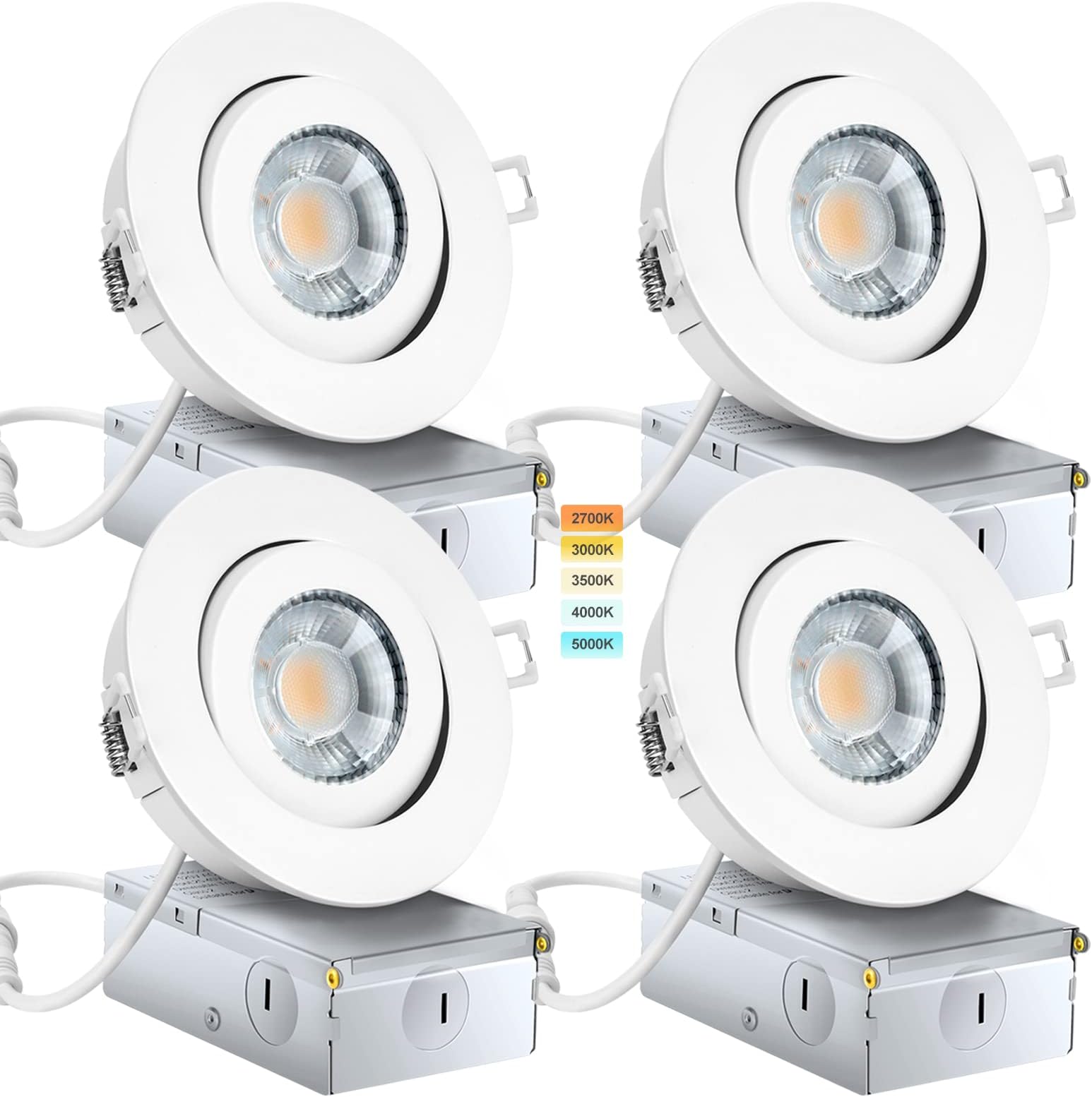 LUXRITE 3 Inch Floating Gimbal LED Trimless Recessed Lighting with ...