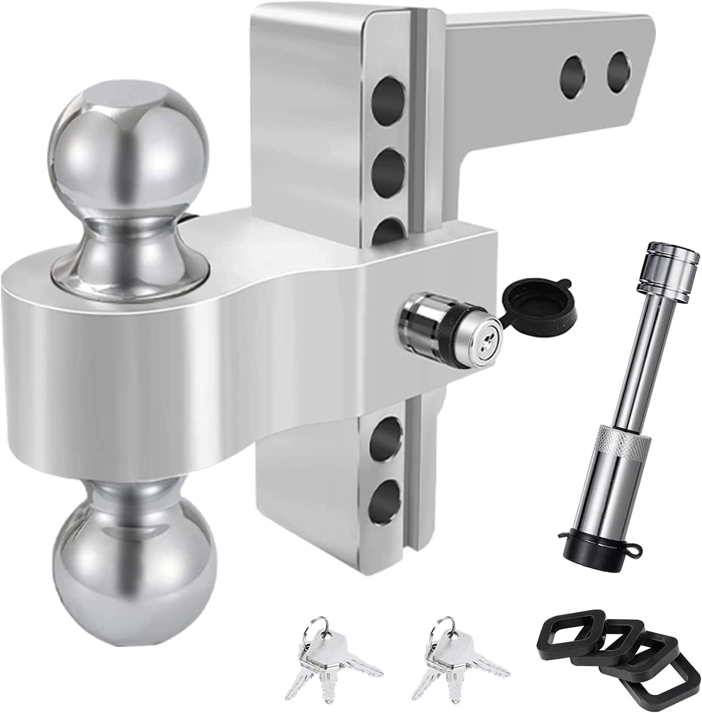 Adjustable Trailer Hitch Aluminum 2 5/16" X2" Ball Fits 2x2 Receiver ...