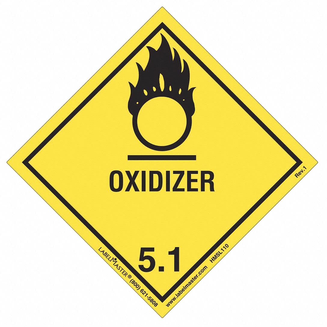 Labelmaster HMSL110 Oxidizer Worded Label, PVC-Free Film, Made in the U ...