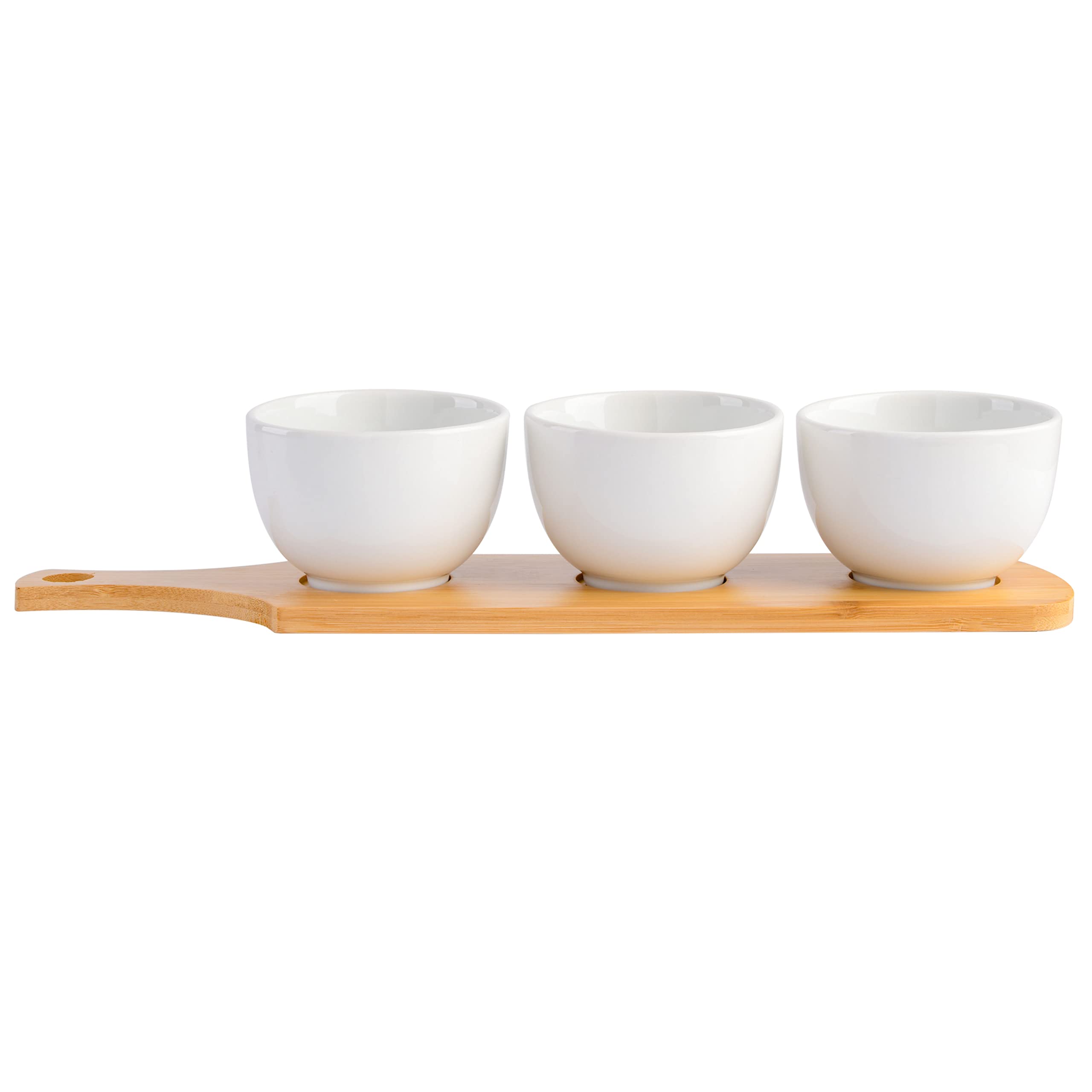 Snapklik.com : Gracious Dining Dinnerware, 3pc Tidbit Bowl Set w/Bamboo Tray, White, 3-Piece ...