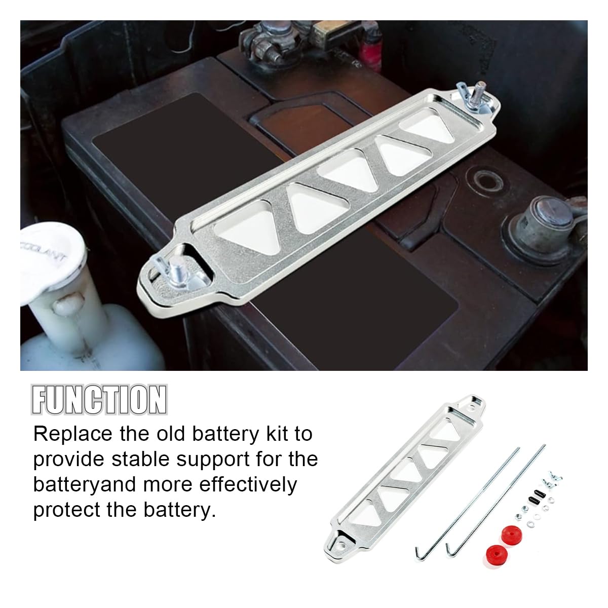 Snapklik.com : Battery Hold Down Bracket, Battery Tray Aluminum Alloy ...