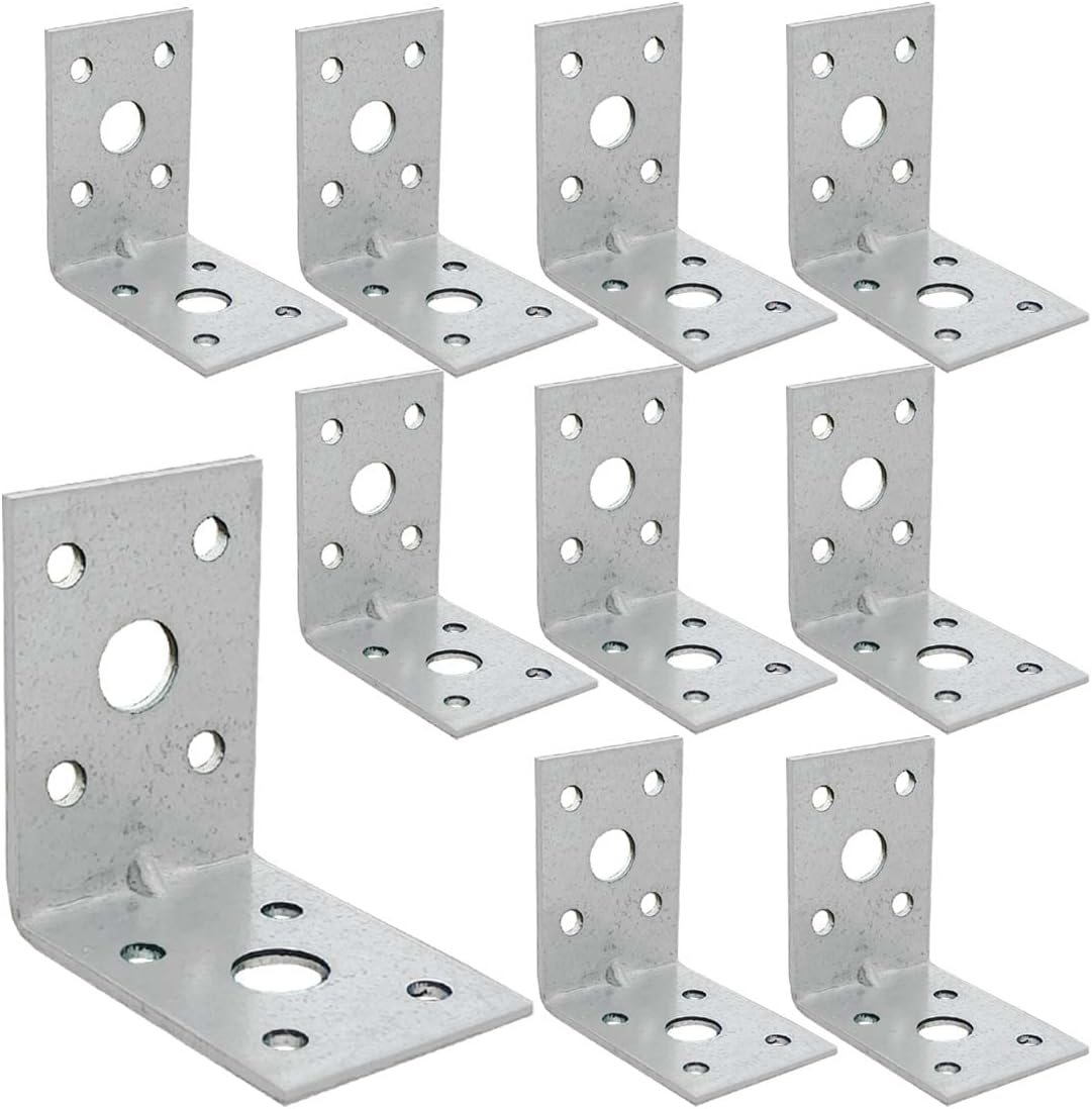 BPC Fixings Galvanised Heavy Duty Angle Bracket 10-Piece Set, 50 mm ...