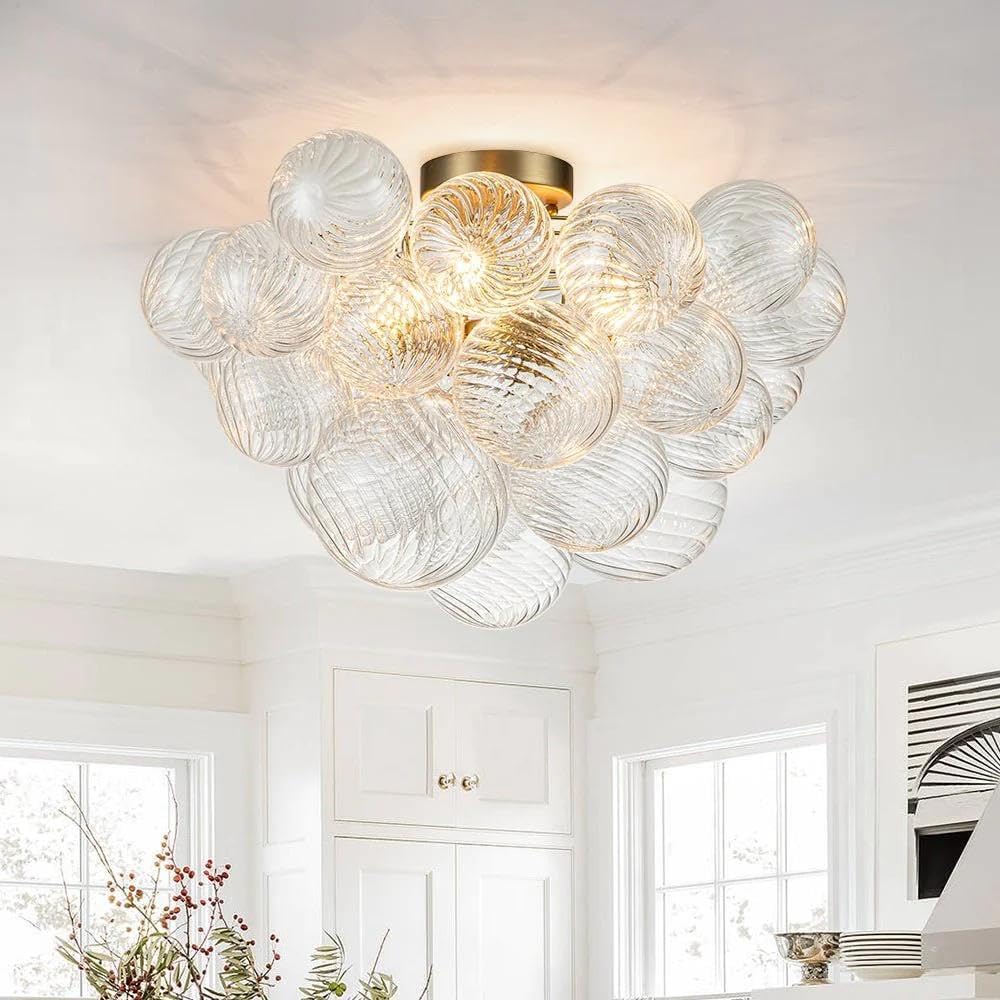 BeyPan Semi Flush Mount Ceiling Bubble Ball Chandelier Lighting Dia 20 ...