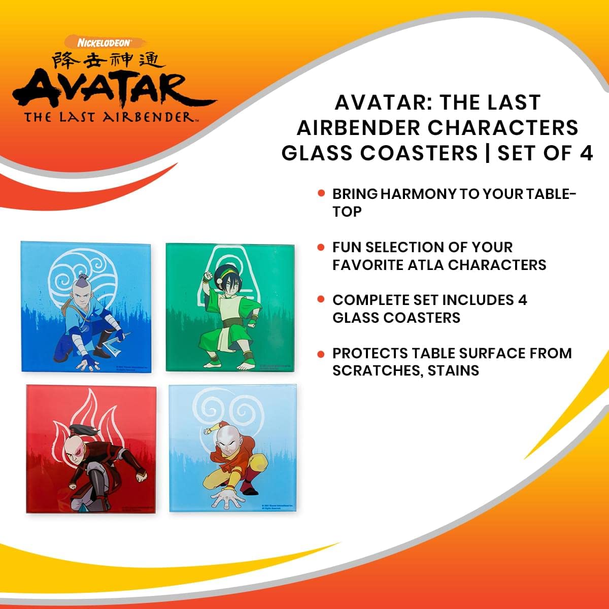 Snapklik.com : Avatar: The Last Airbender Characters Glass Coasters For ...