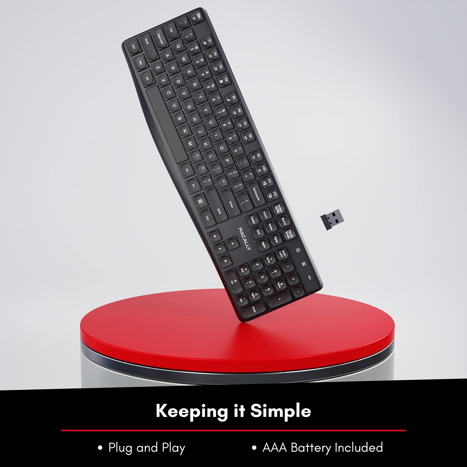 Buy Macally Wireless Keyboard - 2.4G Ergonomic Full-Size Computer ...