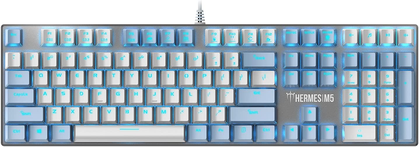 GAMDIAS White Gaming Mechanical Keyboard with Blue Switch, for Work and ...
