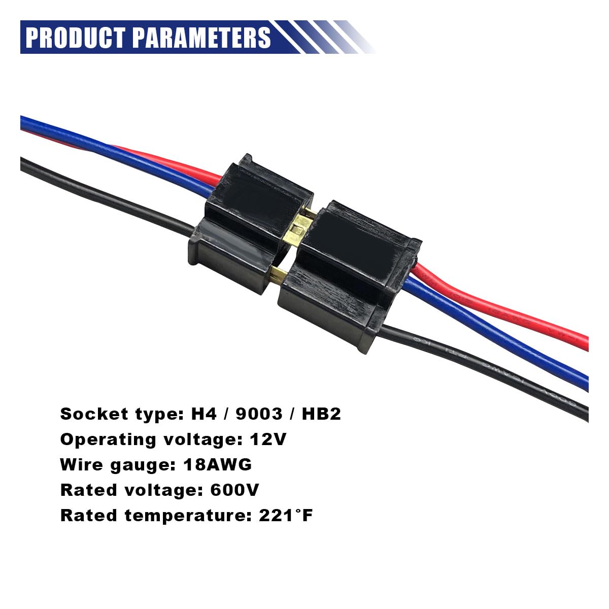 Snapklik.com : 2PCS H4 Wiring Harness Headlight Connector, 3 Wire Way ...