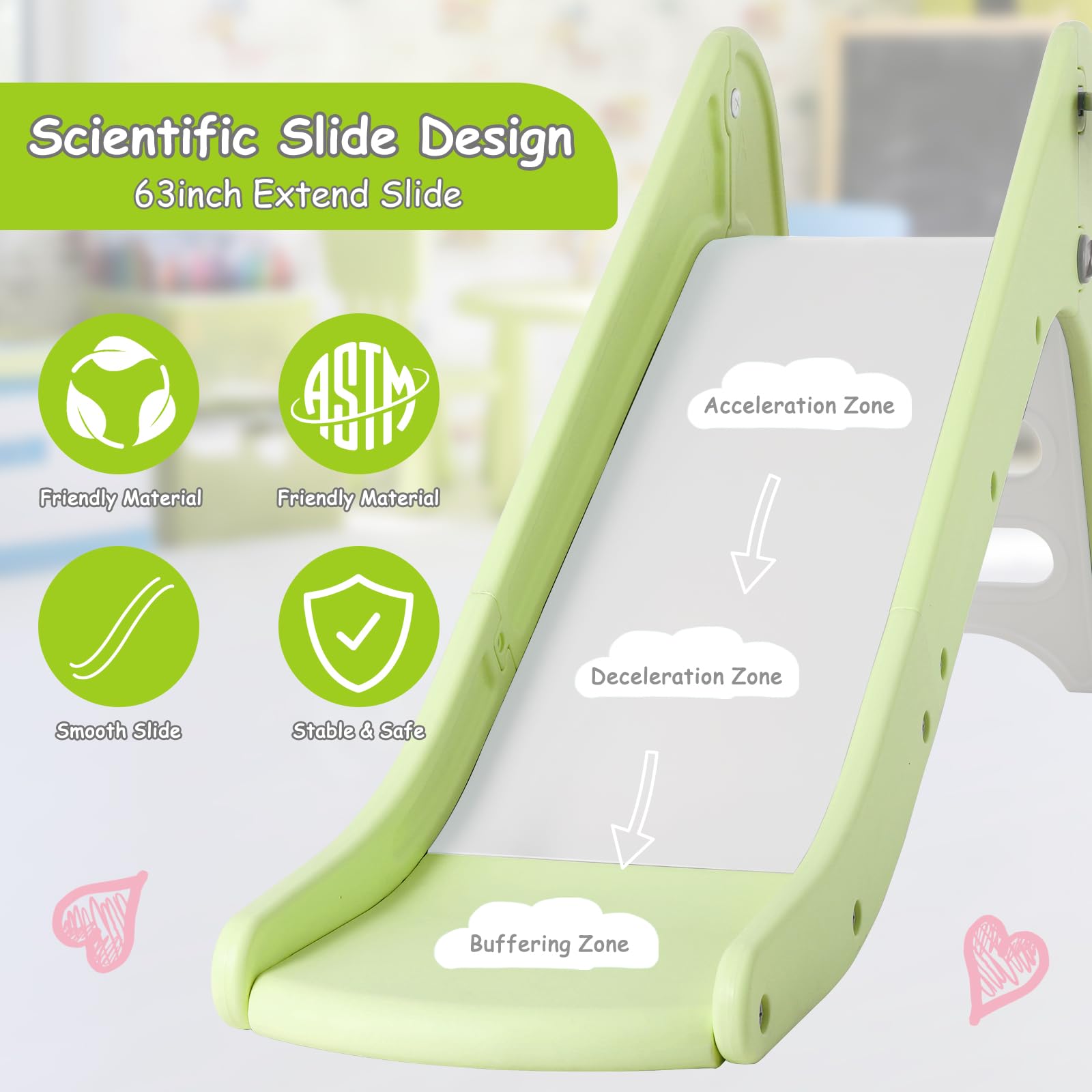 Snapklik.com : MAMIZO 3 In 1 Toddler Slide, Extra Long Baby Slide ...