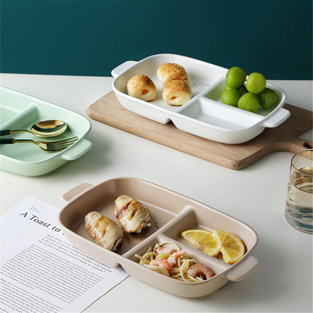OnePine Porcelain Diet Dinner 3 Compartment Plate, Portion Control ...