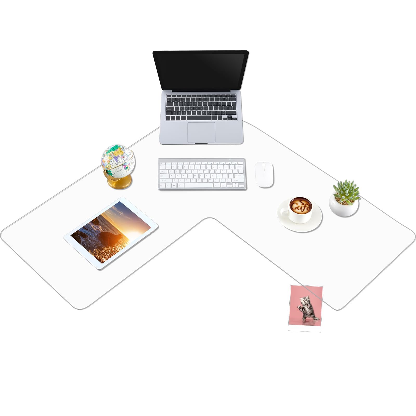 Amazon.com : Relaxweex Clear L Shaped Desk Mat 36.2" x 15.7" PVC Mouse ...