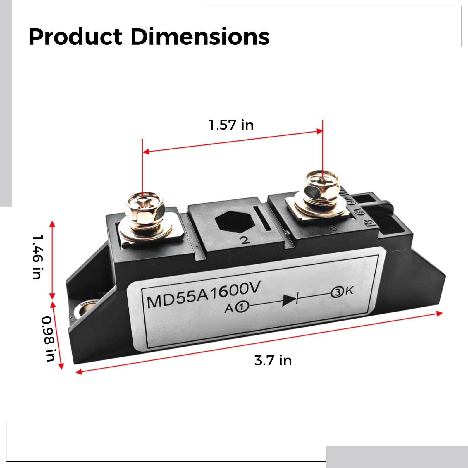 Snapklik.com : Diode Module MD55A1600V 55A, Single Phase Bridge Rectifier, Power Electronic ...