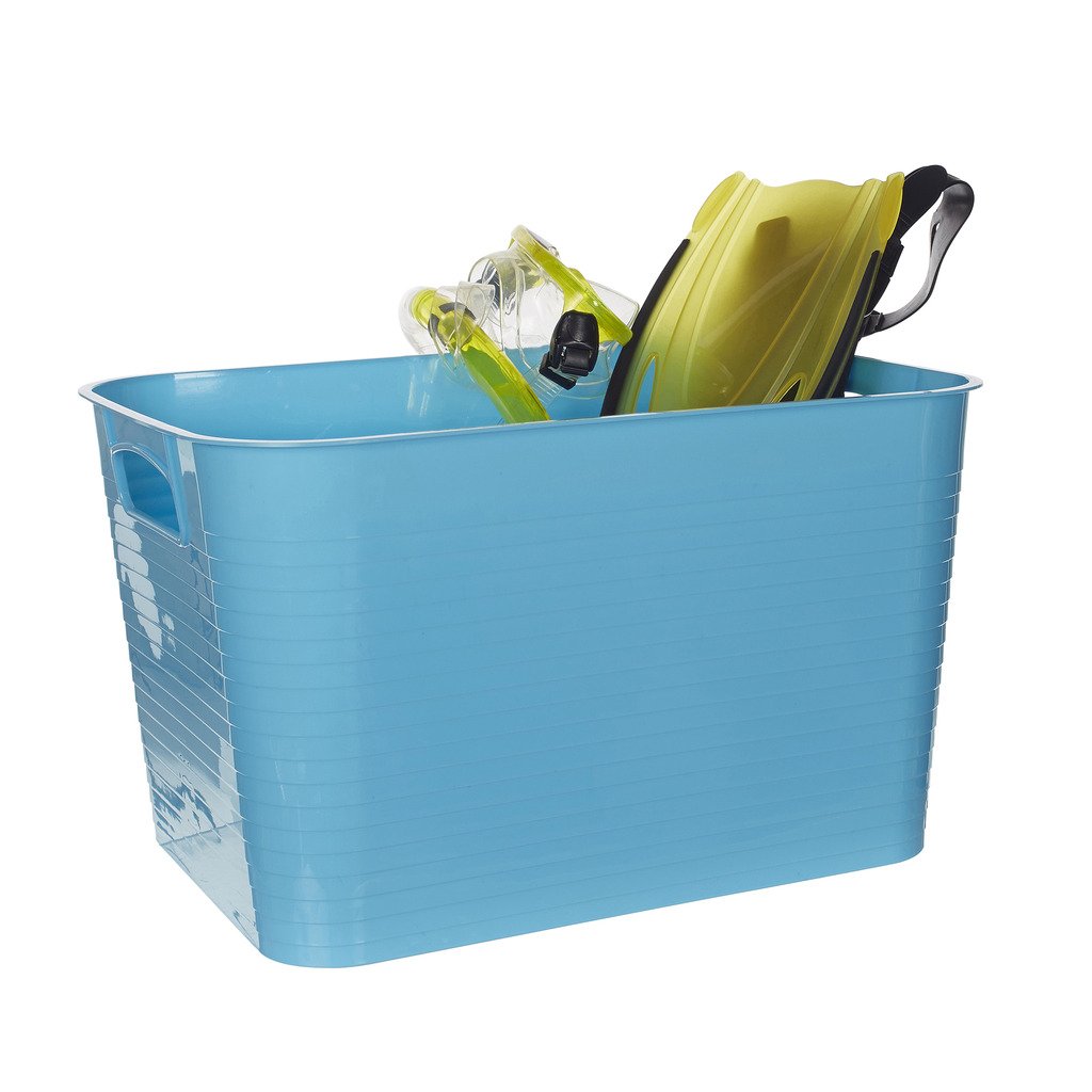 Howards Flex Plastic Rectangle Storage Container Tub, 28 L, Blue ...