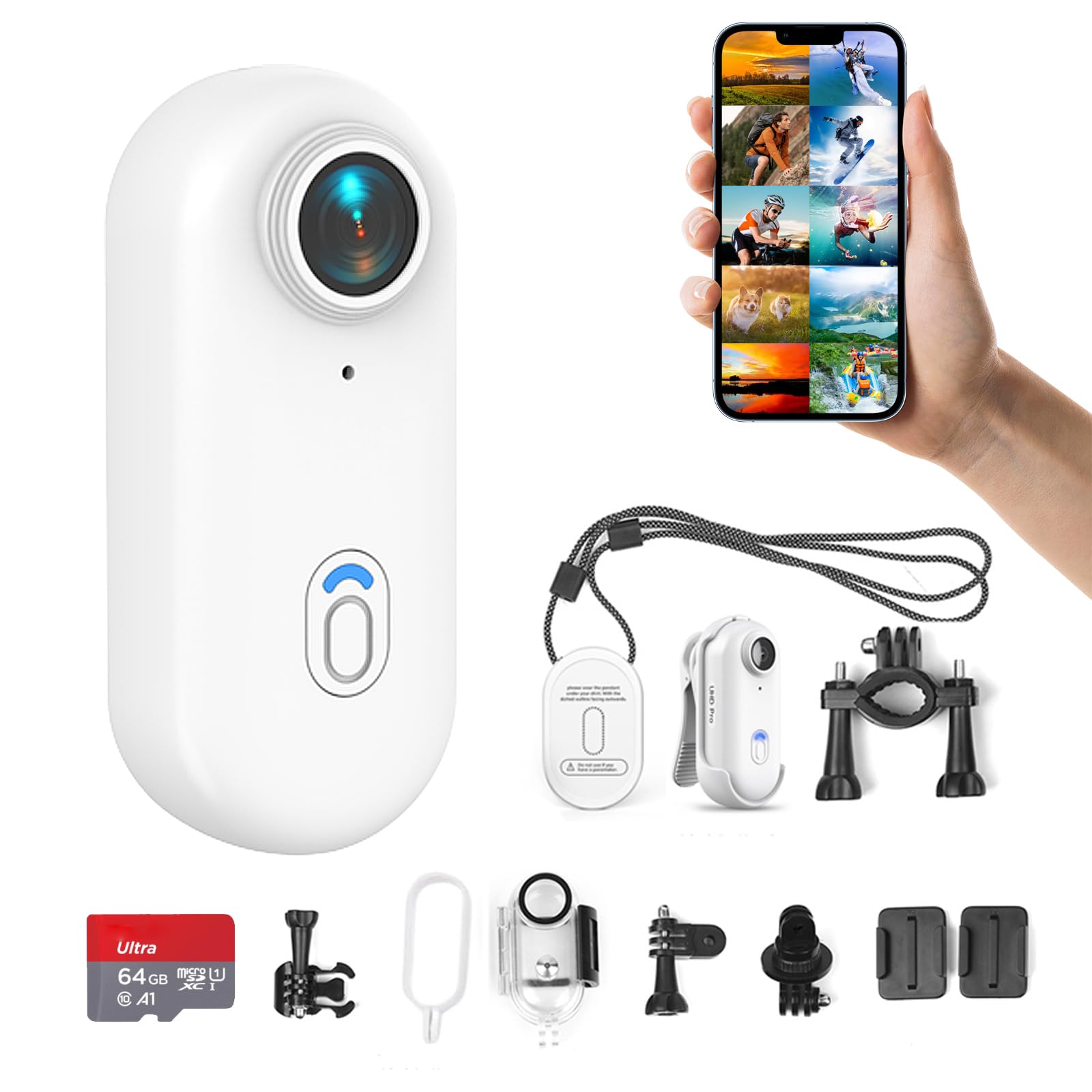 Amazon.com : H8 64GB 4K Thumb Action Camera, Mini Body Cameras ...