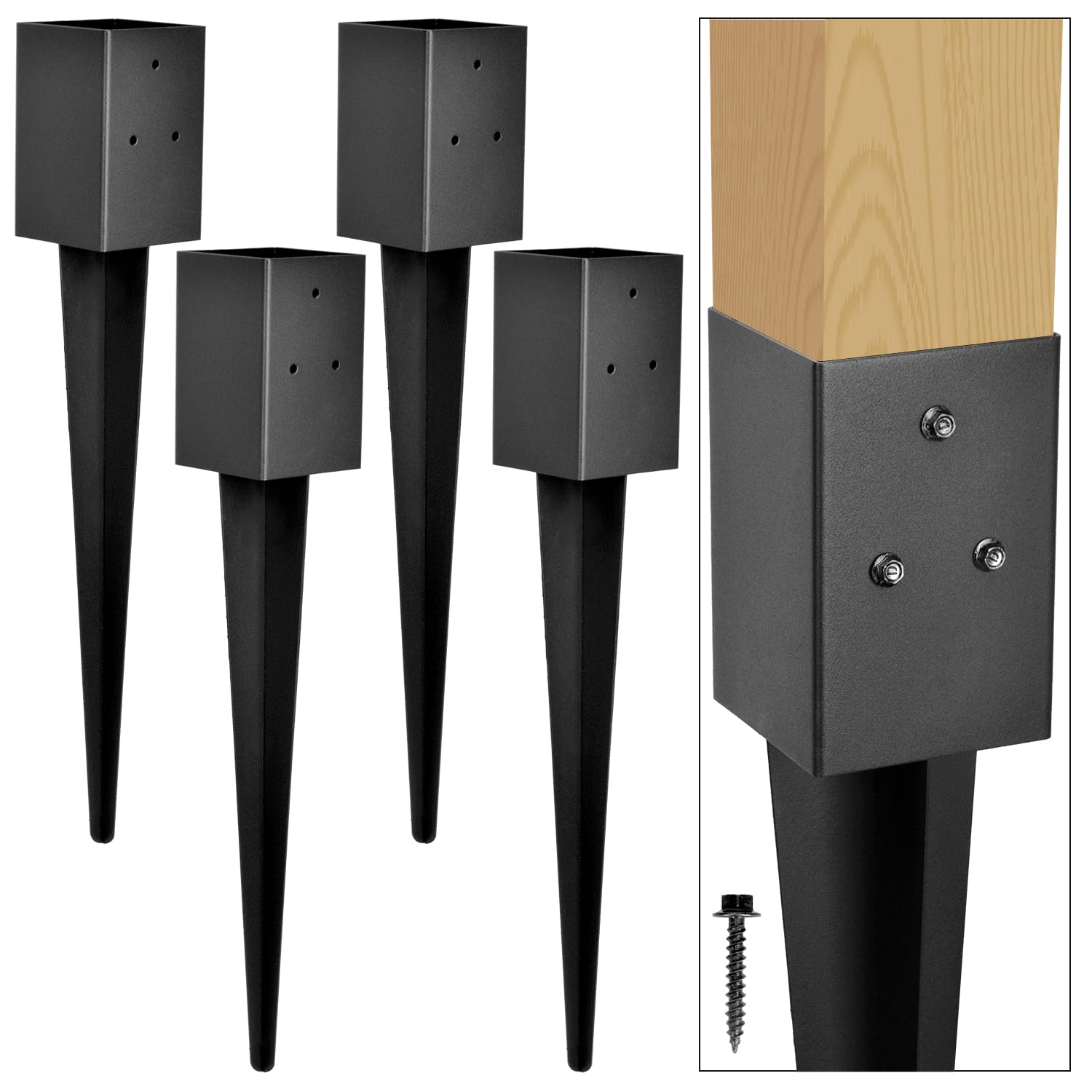 Snapklik.com : Fence Post Anchor 4x4, Heavy Duty Metal Fence Post ...