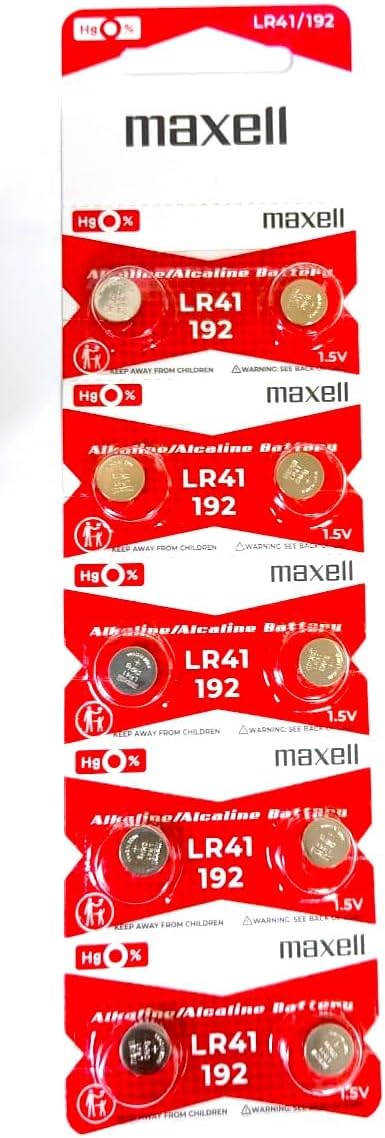 Amazon.com: Maxell Batteries LR41 (192, AG3) Alkaline Button Size Battery, On Tear Strip (Pack ...