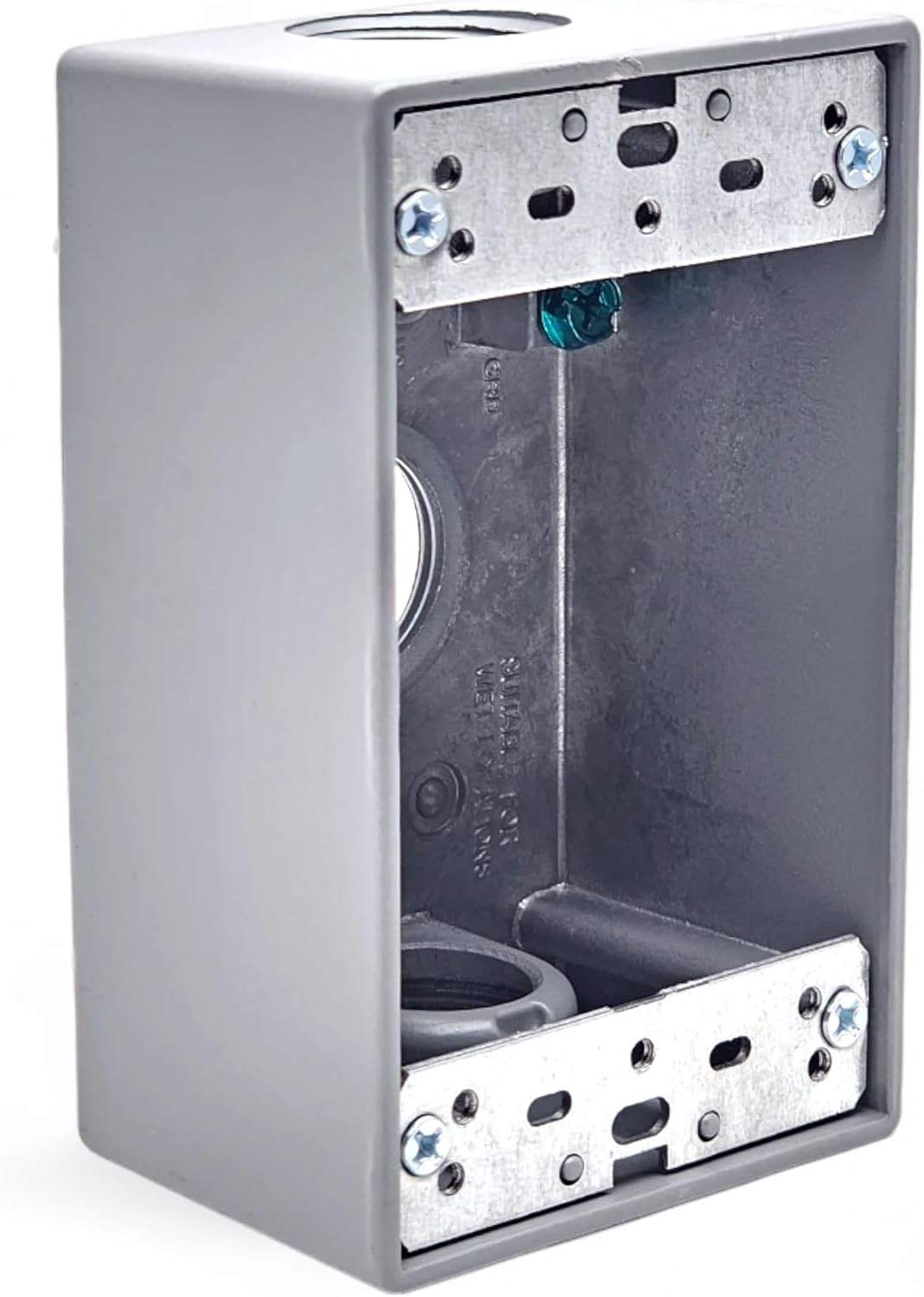 1 Gang Weatherproof Outlet Box Grey with (3) 1" Threaded Outlets Deep ...