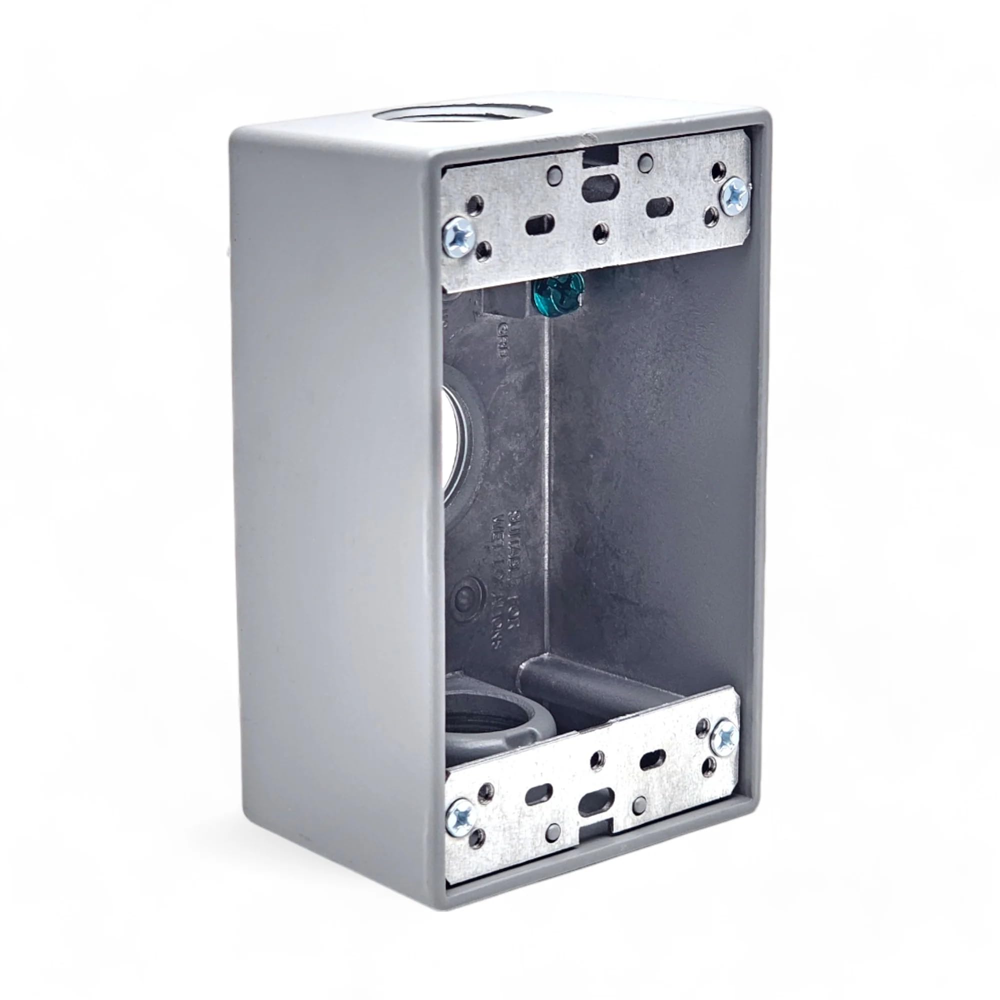 1 Gang Weatherproof Outlet Box Grey with (3) 1" Threaded Outlets Deep ...