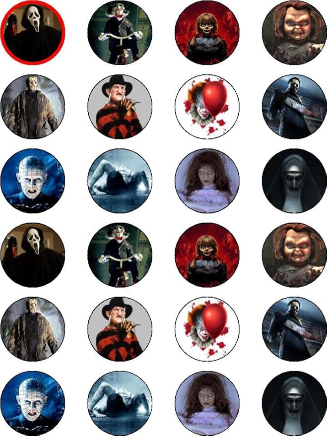 Amazon.com: 24 Edible Horror Movie Cupcake Toppers, Uncut wafer paper ...