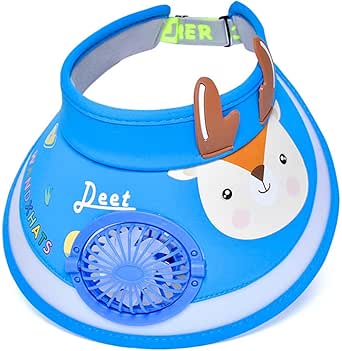 Amazon.com: Kids' Sun Visor Hat with Built-in USB Charging Fan Boys ...