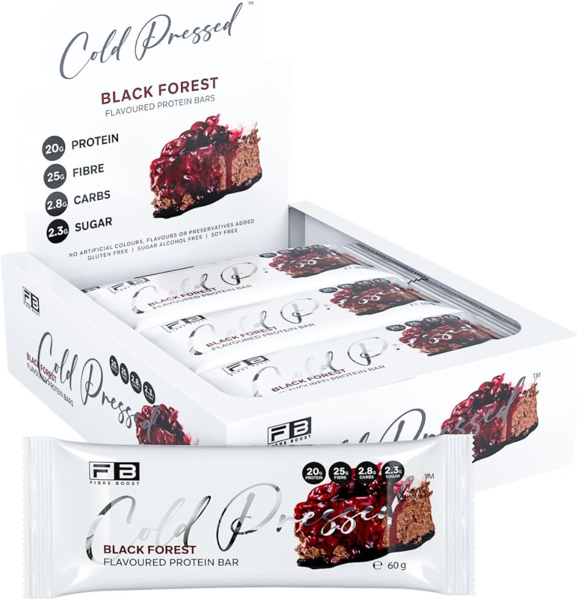 Fibre Boost Cold Pressed Black Forest flavoured Protein Bar : Amazon ...