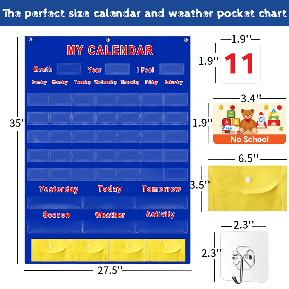Snapklik.com : Calendar And Weather Pocket Chart For Kids Learning ...