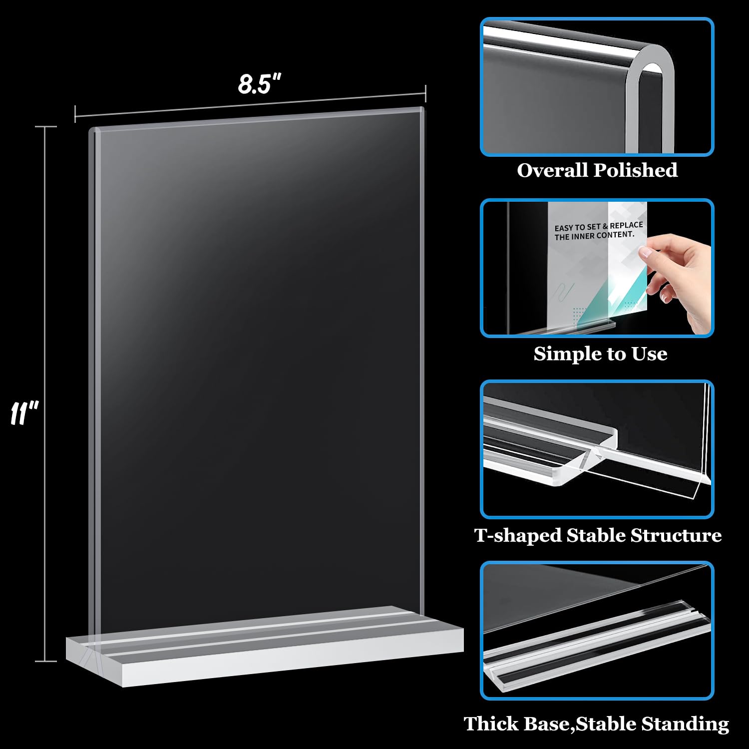 Snapklik.com : Adubor 8.5 X 11 Acrylic Sign Holder Clear Table Signs Stand