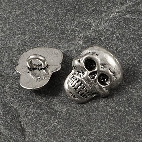Amazon.com: Button Metal Skull with Shank 12mm (1/2") Antique Silver by ...